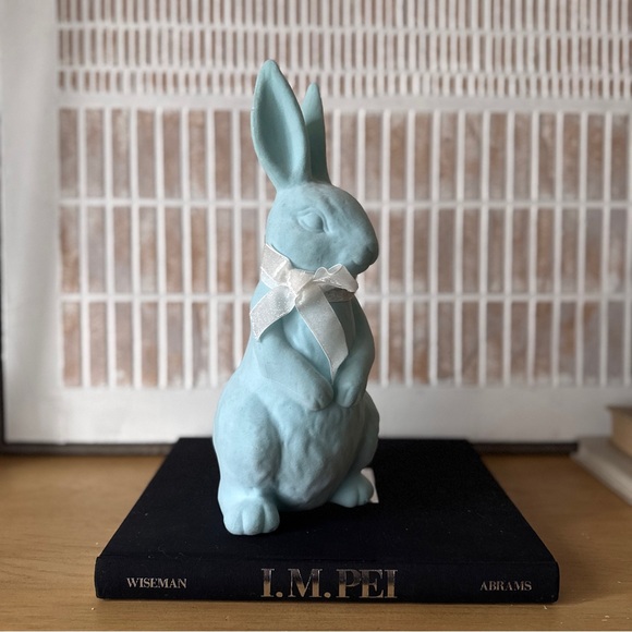 Threshold | Art | Nwot Blue Rabbit Figurine With Ribbon Velvet Texture ...